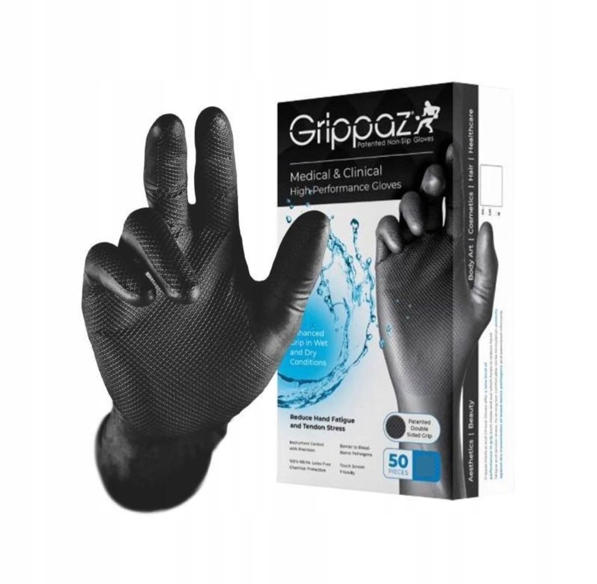 Rękawice robocze Grippaz M czarne (2445 - biały karton).swistowski.pl